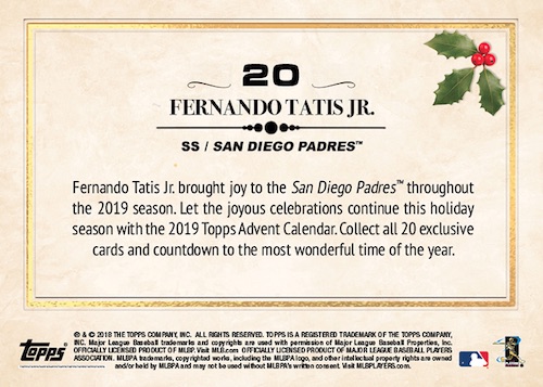 2019 Topps Advent Calendar Checklist, MLB Set Info, Print Runs, Details